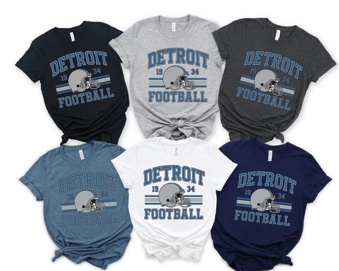 Detroit Football Shirt | 1934 Vintage Sports Tee | Blue Helmet Game Day ...