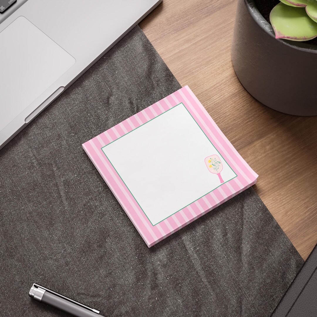 Pink Striped Pickle Ball Post-it Note Pad - Etsy