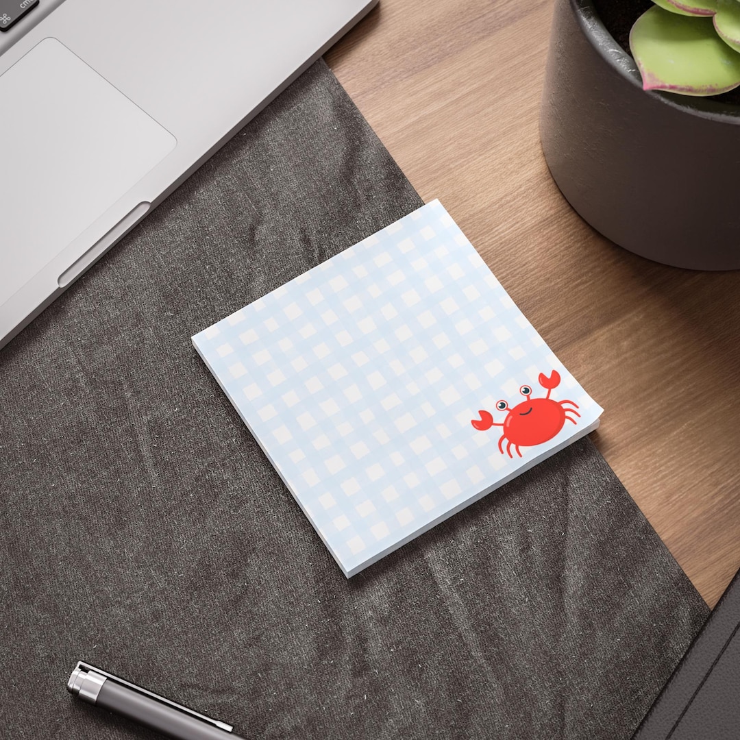 Crab Pattern Post-it® Notes: Blue Gingham Office Stationery - Etsy