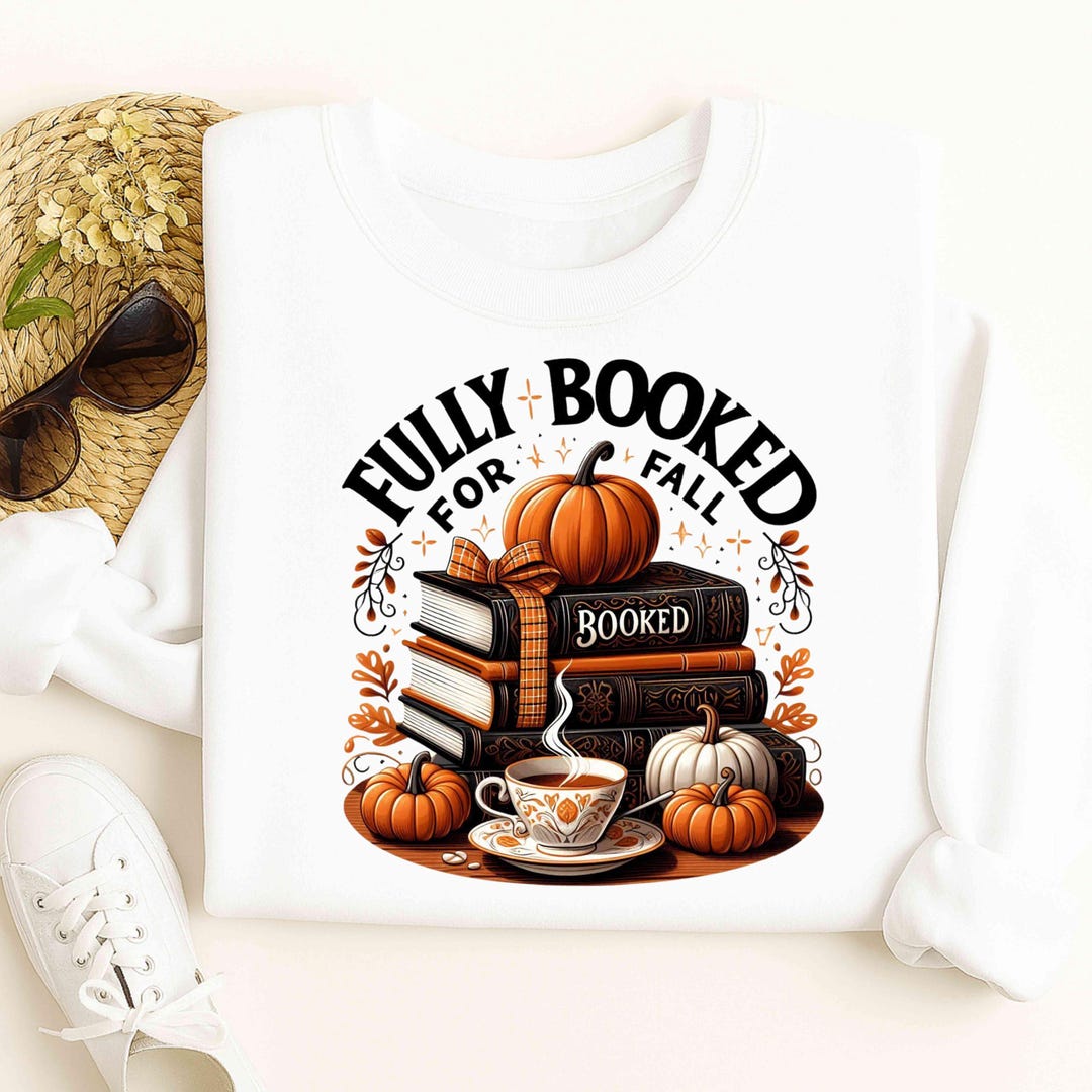 Fully Booked for Fall PNG – Cozy Autumn Books & Pumpkin Illustration ...
