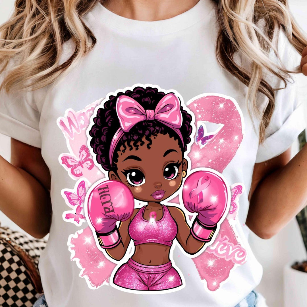 Chibi Breast Cancer Warrior PNG | Pink Boxing Girl Clipart | Hope ...