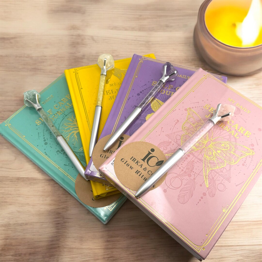 Self Care Journal Gift Set With Crystal Pen & Palo Santo · Mindfulness ...