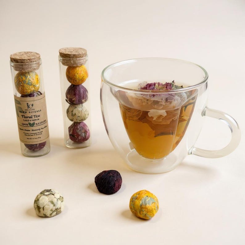Blooming Flower Tea Balls: Rose, Jasmine, Chrysanthemum - Caffeine-free ...