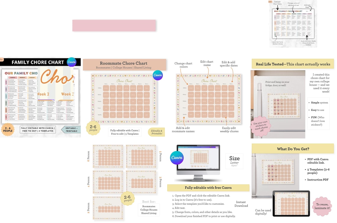 Editable Roommate Chore Chart: College Apartment Cleaning Schedule ...