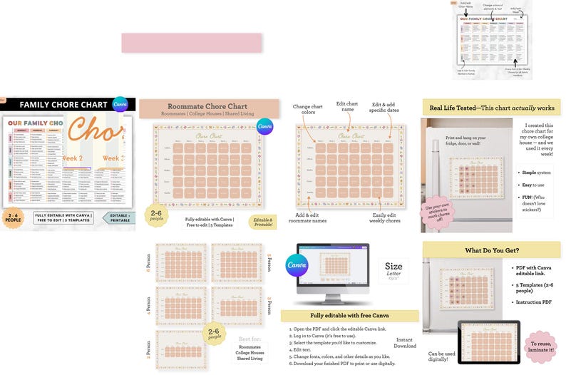 Editable Roommate Chore Chart: College Apartment Cleaning Schedule ...