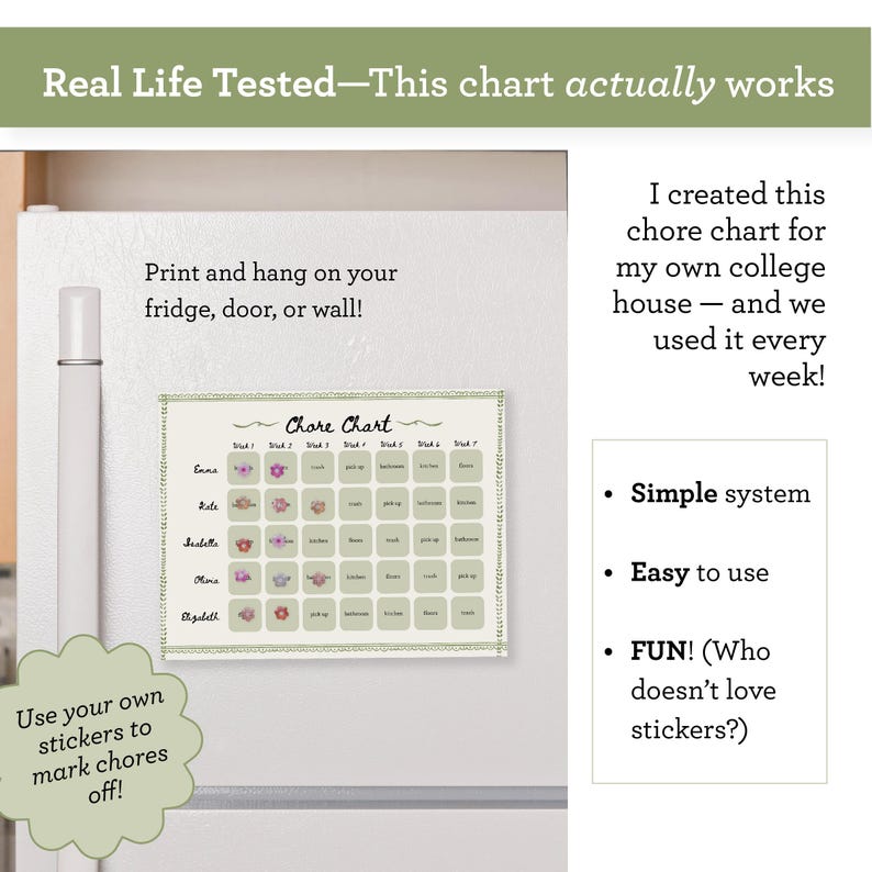 Cute Roommate Chore Chart | College Apartment Cleaning Schedule ...