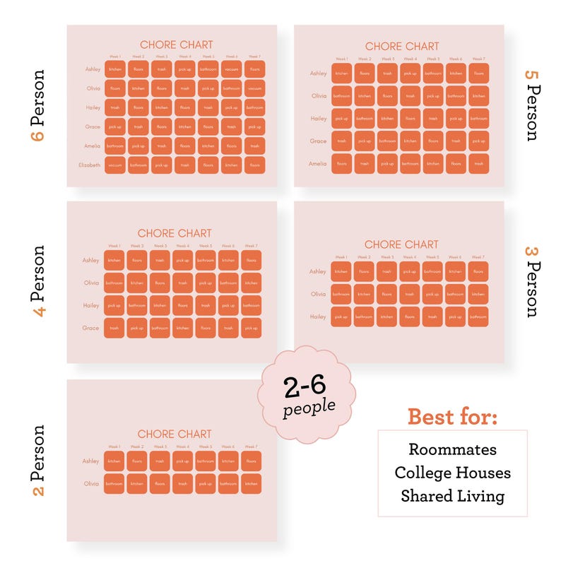 Editable Roommate Chore Chart: College Apartment Cleaning Schedule ...