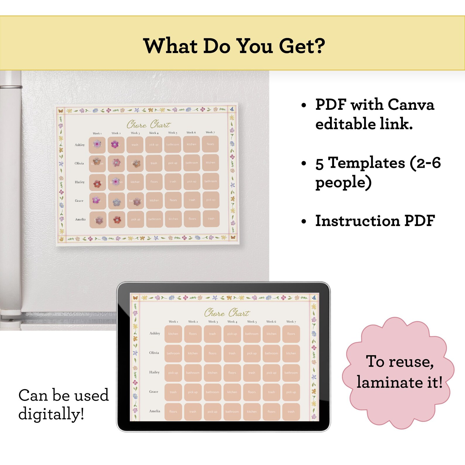 Editable Roommate Chore Chart: College Apartment Cleaning Schedule ...