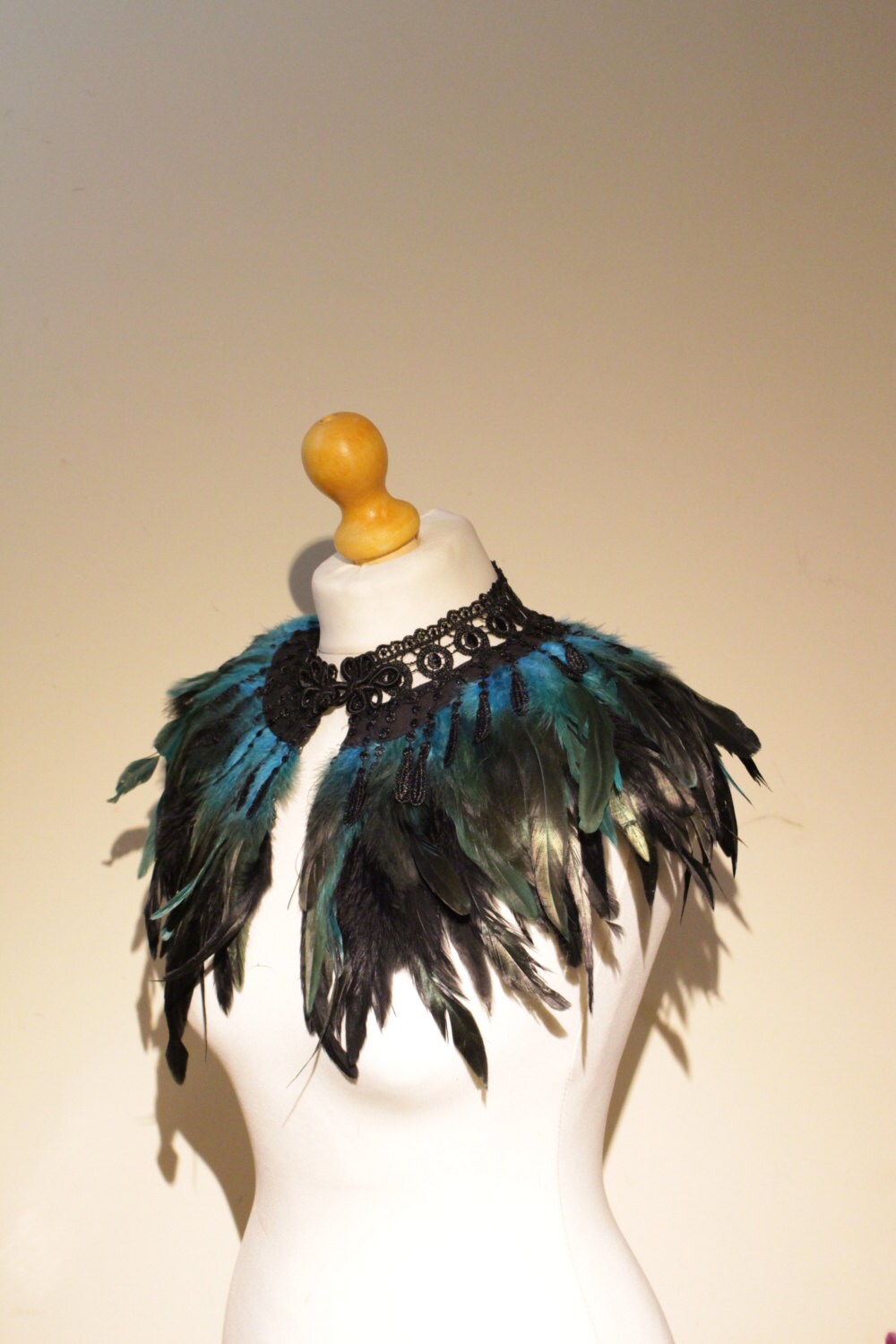 Feather Collar Bright Blue Feathers Black Lace - Etsy