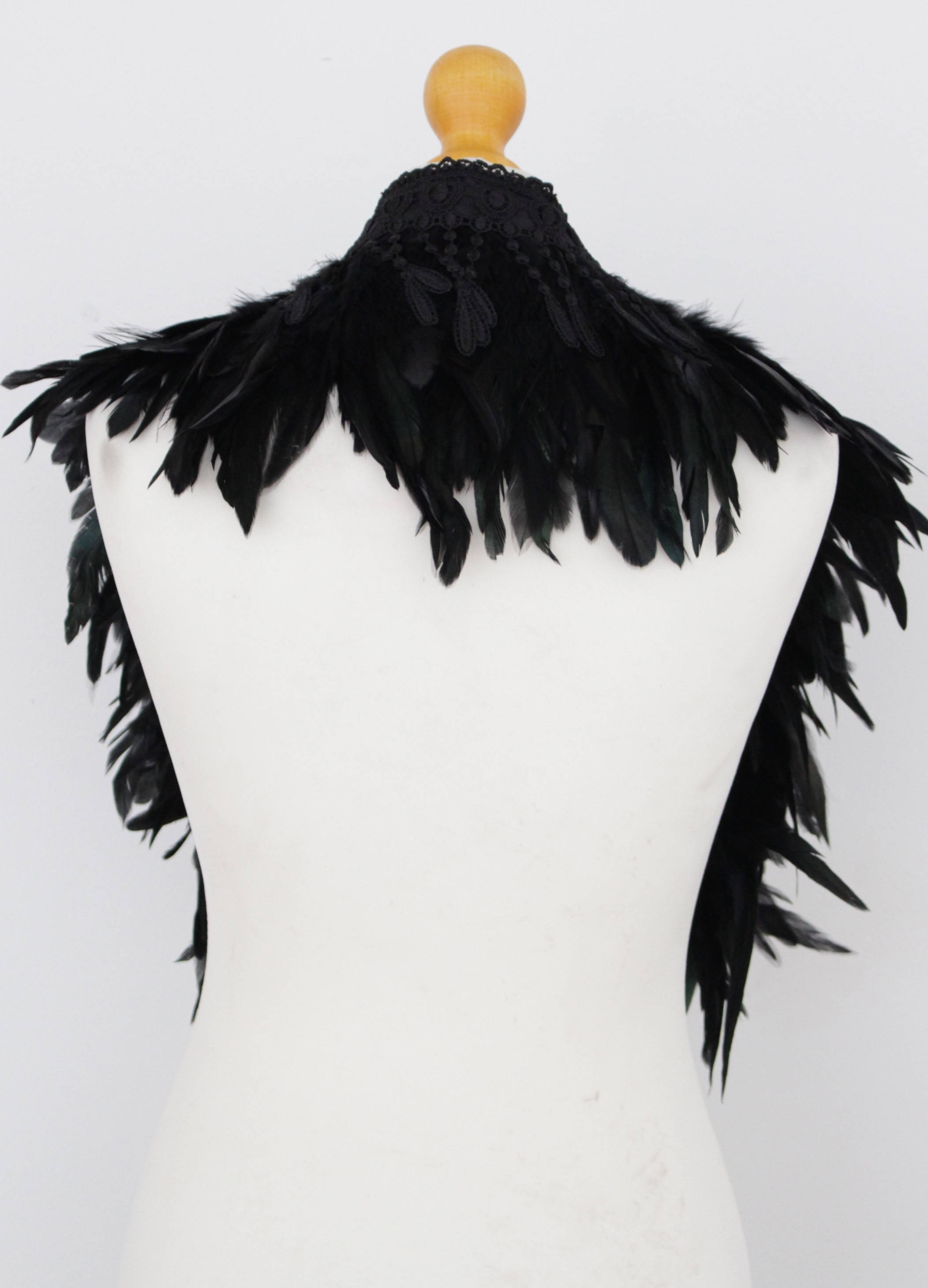 Feather Shawl Feather Cape Black Feathers Black Lace | Etsy