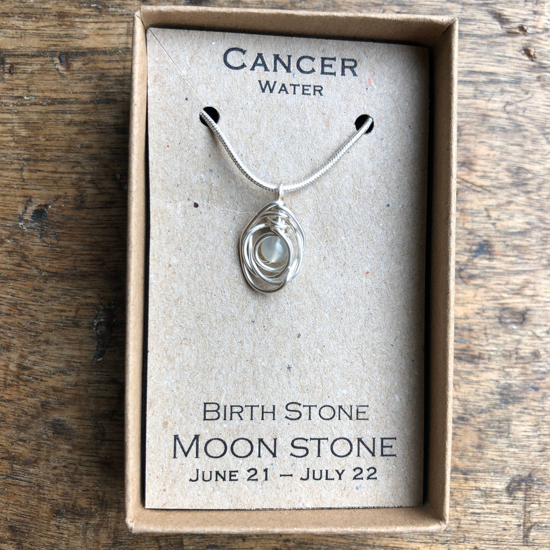 Cancer Necklace Birthstone Moon Stone Necklace Zodiac Sign - Etsy