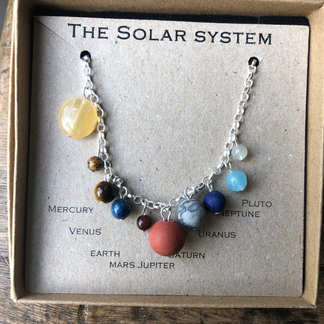Solar System Necklace Gem Stone Sterling Silver 925 - Etsy