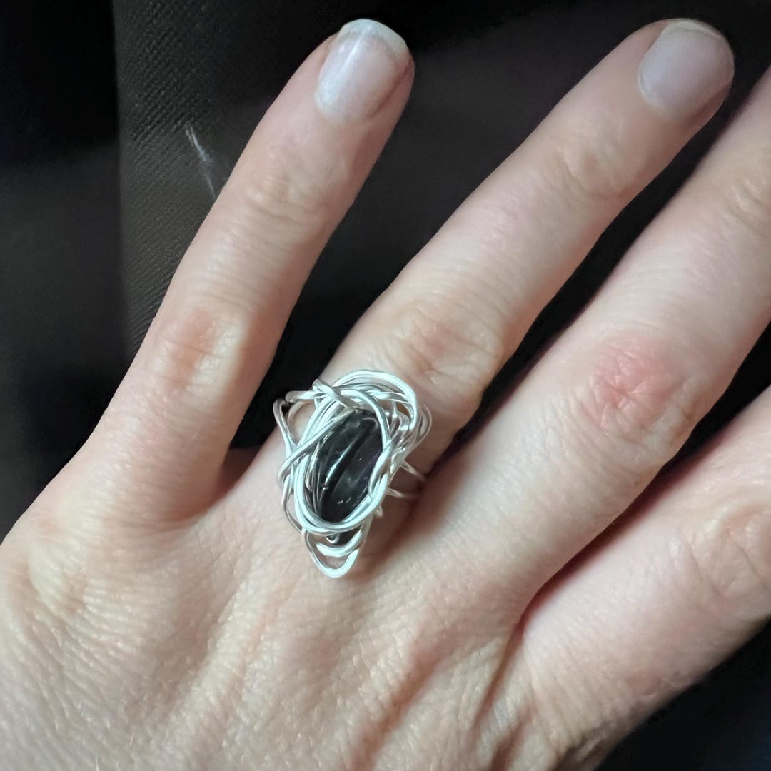 Whitby Jet Ring Wire Wrapped - Etsy