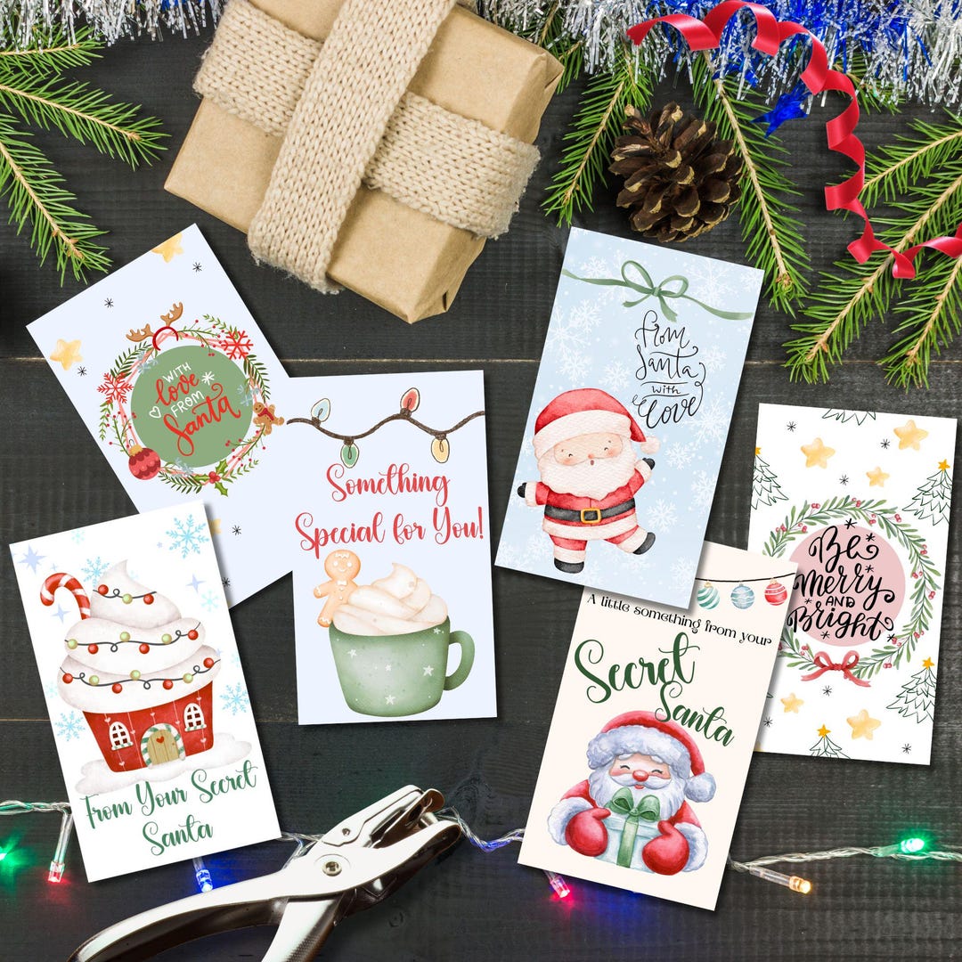 Secret Santa Gift Tags, Printable Christmas Gift Exchange Office Party ...