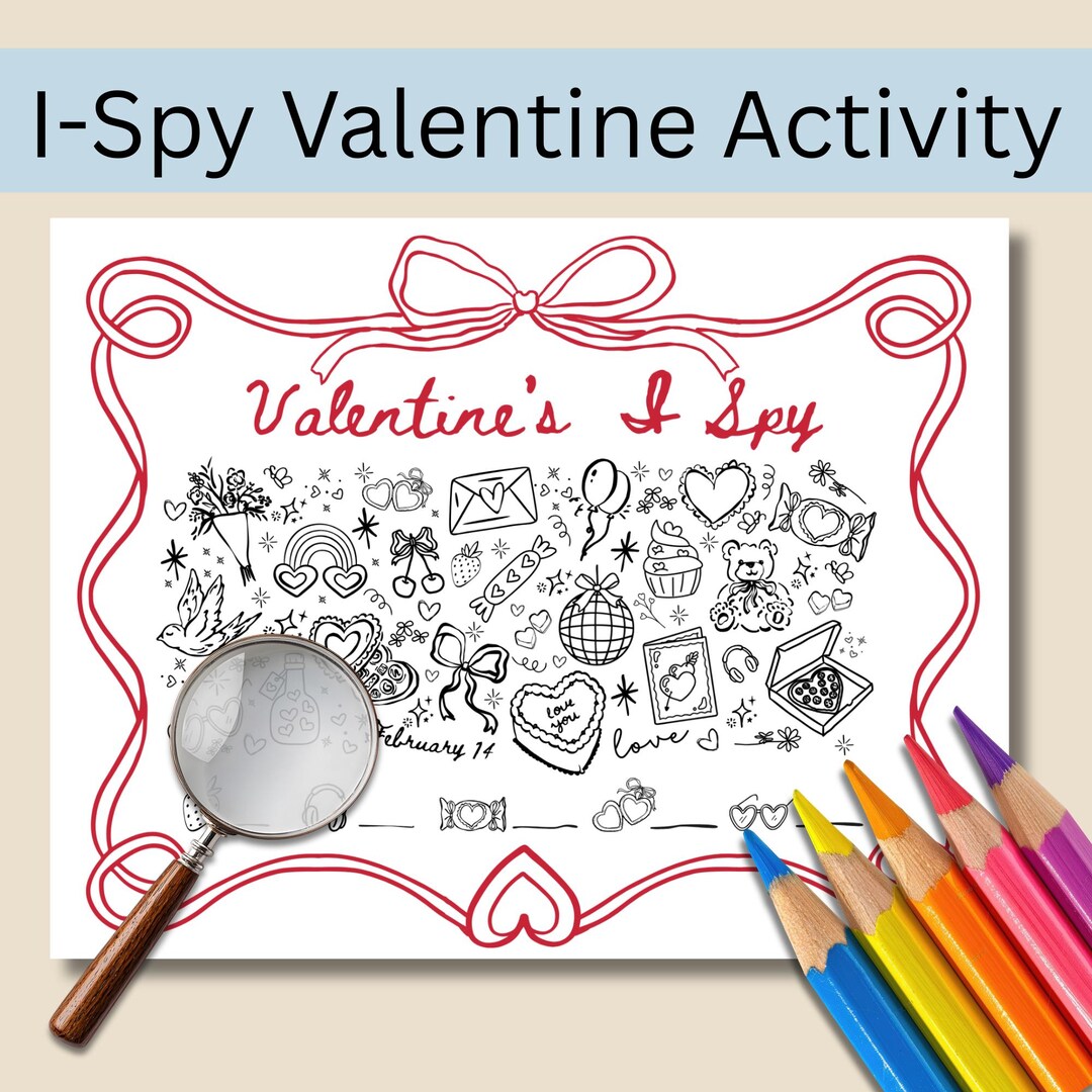 Valentine I Spy Game: Kids Printable Activity (instant Download) - Etsy