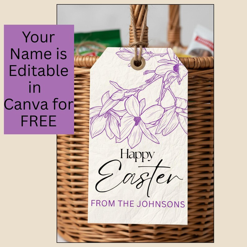 Editable Easter Gift Tags • Custom Name Canva Template (digital ...