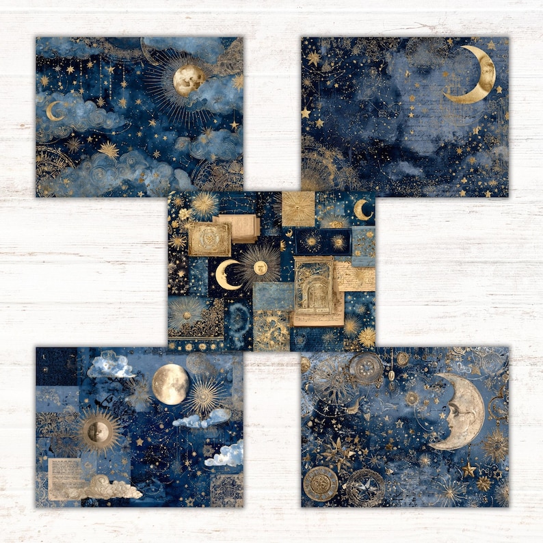 Celestial Junk Journal Kit, Galaxy Digital Papers for Scrapbooking ...