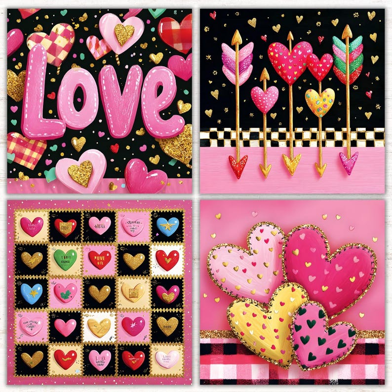 Valentine Love Hearts Junk Journal Pages, Valentine Printables and ...
