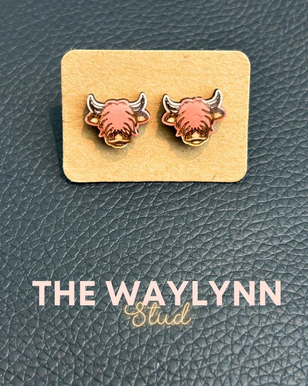 The Waylynn Stud. Hand Painted Wood Highland Cow Stud. - Etsy