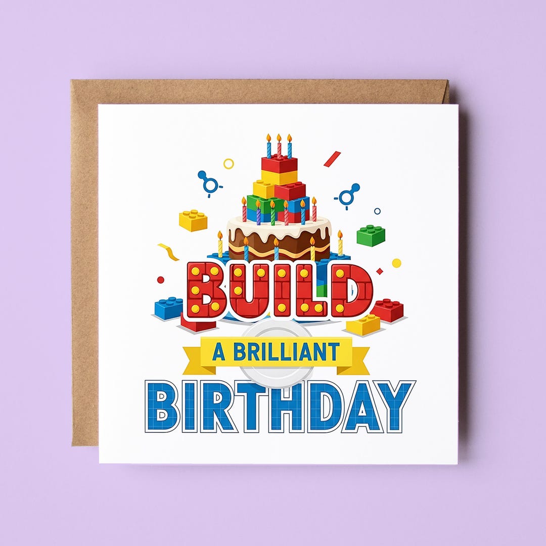 Building Blocks Birthday Card: Colorful Brick Cake Design - Etsy