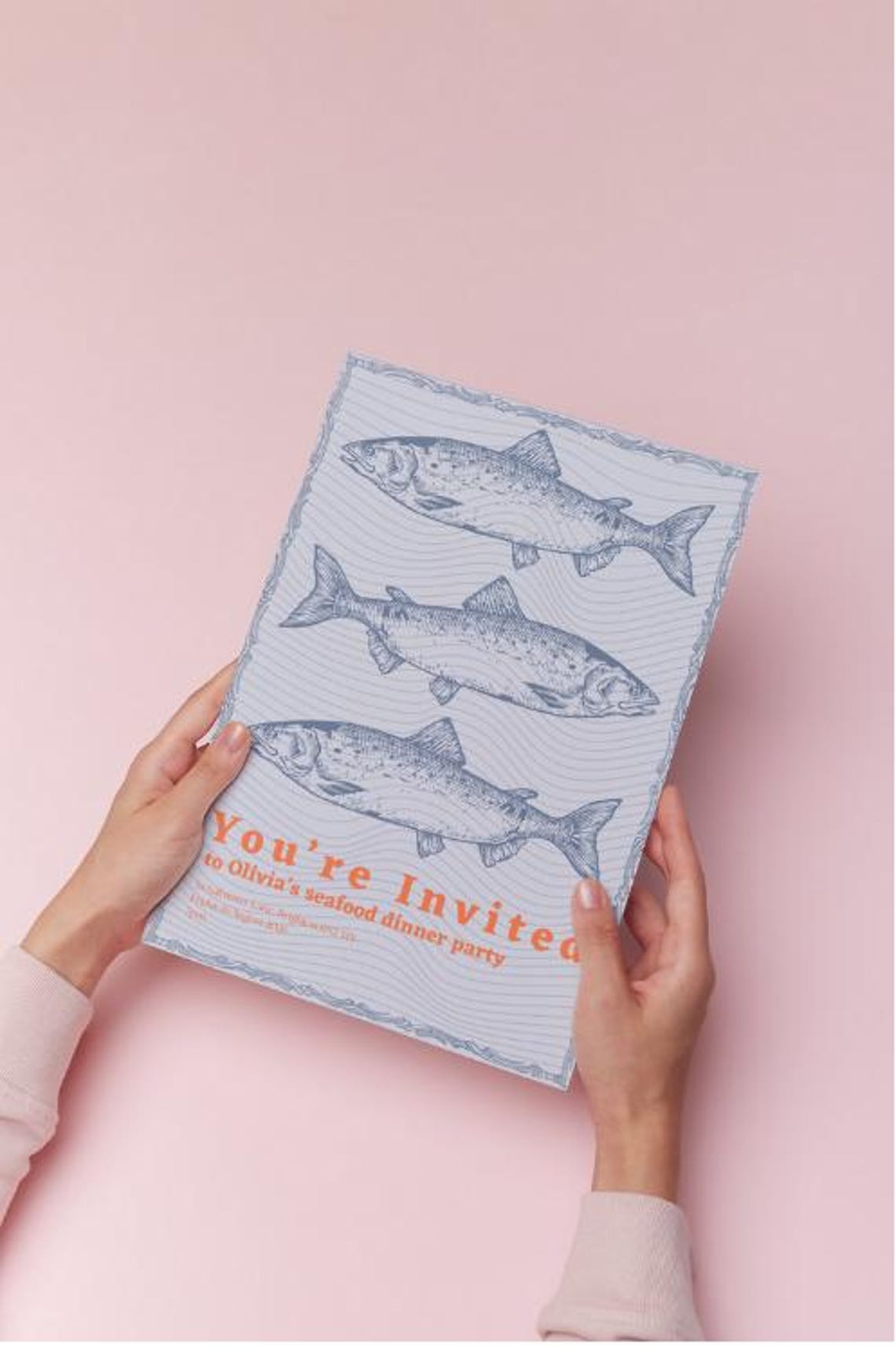 Seafood Dinner Party! Editable Invitation Card – Canva Template – Blue ...