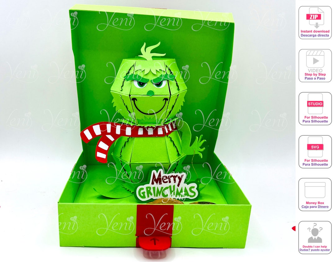 Grinch Pop up Candy Box SVG cricut or Scanandcut Studio - Etsy UK
