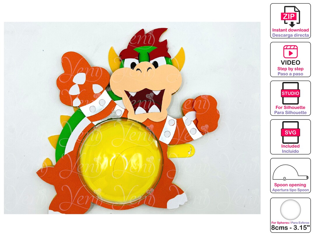 WITH Spoon Mechanism Bowser Candy Holder for 8cm / 3.15 Sphere Digital ...