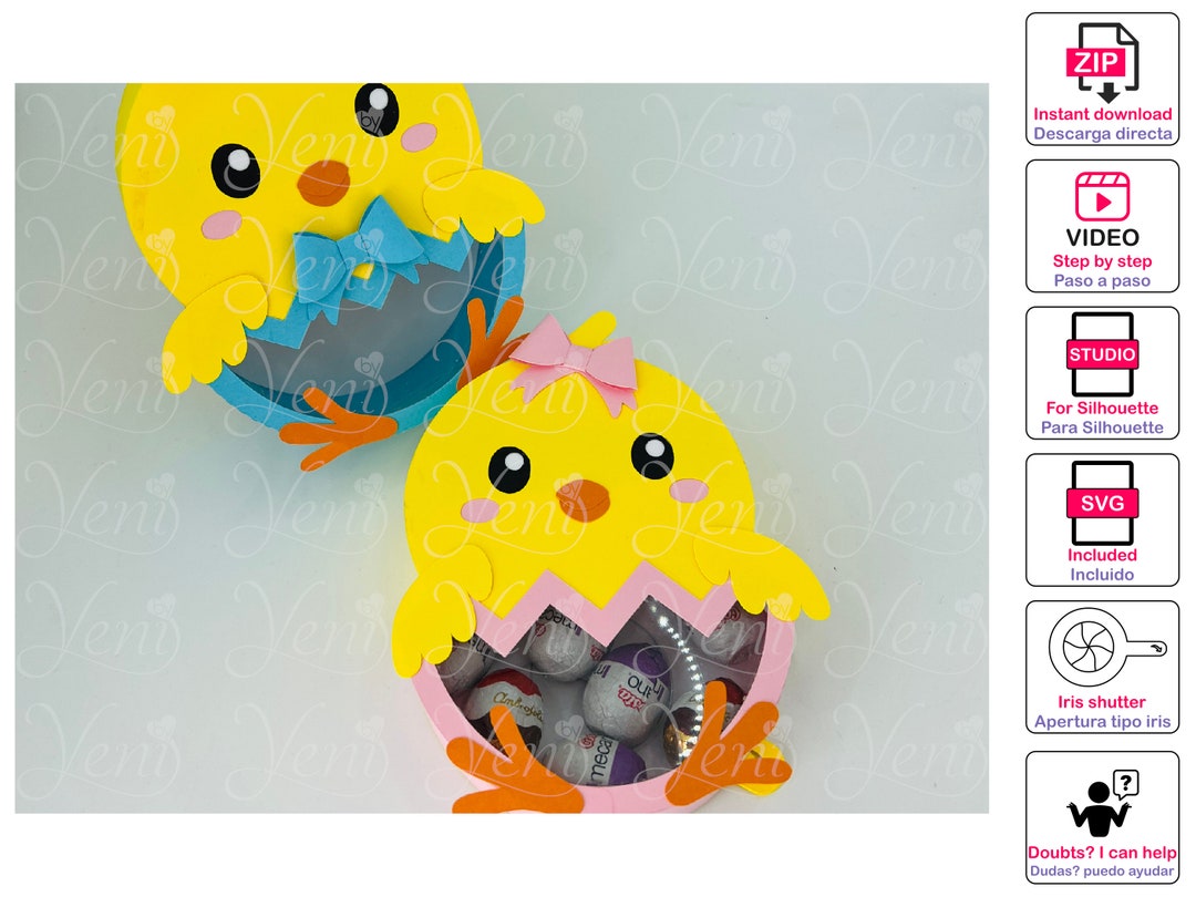 WITH Iris Shutter Easter Chick Candy Box for Boy and Girl / Digital ...