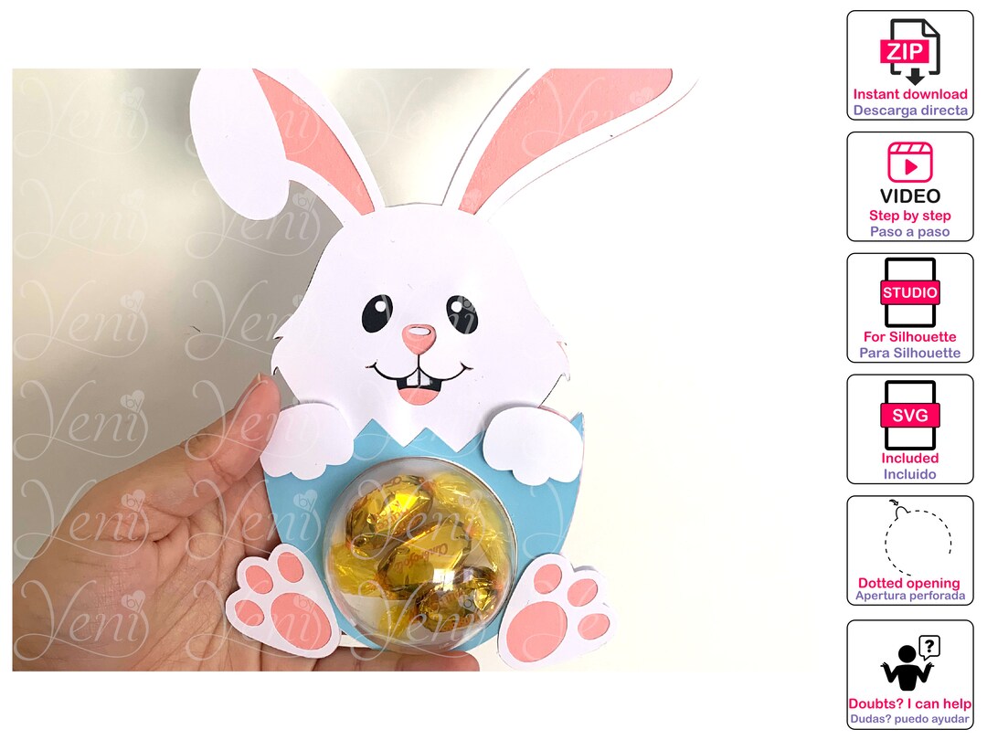 WITH Dotted Opening Easter Bunny Candy Holder for 4 Sizes Domes Digital ...