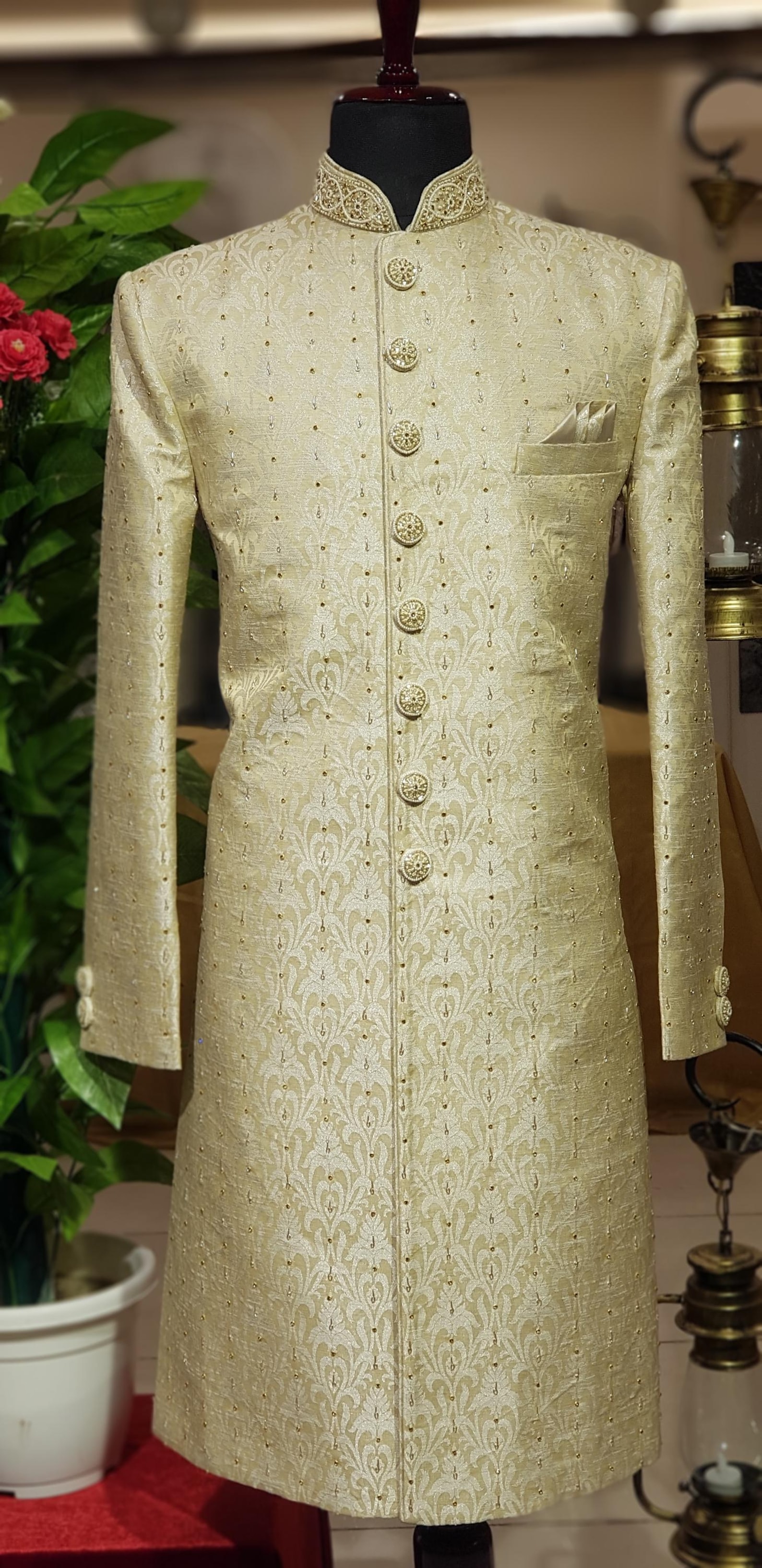 Luxury Beige Wedding Sherwani for Groom: Indian Wedding Outfit - Etsy