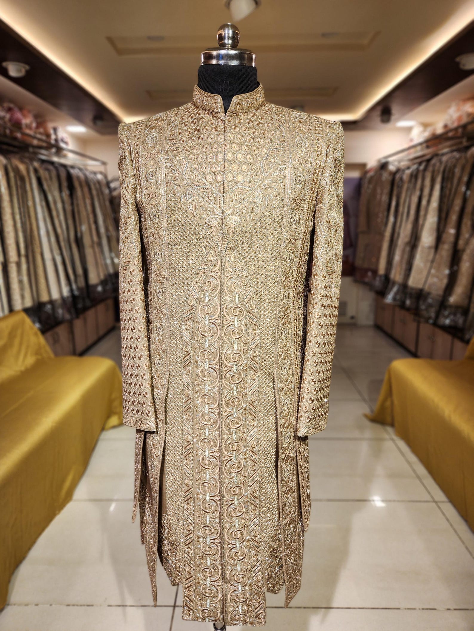 LUXURY GOLDEN BROWN Wedding Sherwani for Groom: Indian Men Wedding ...