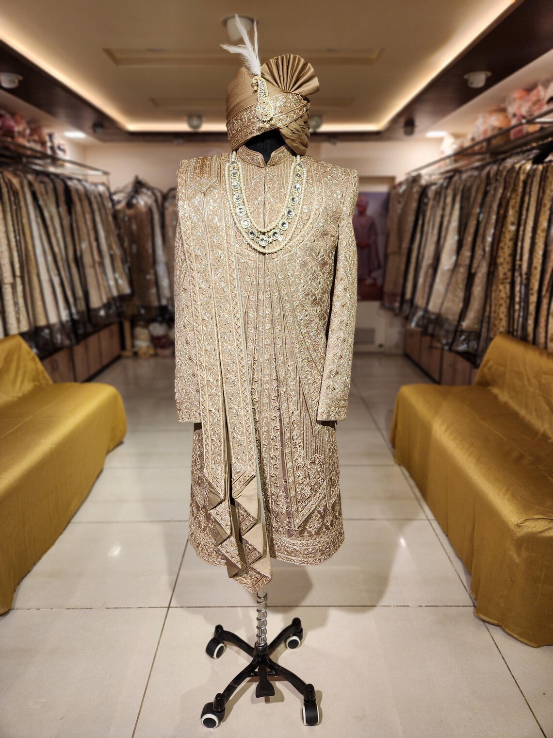 LUXURY GOLDEN BROWN Wedding Sherwani for Groom: Indian Men Wedding ...
