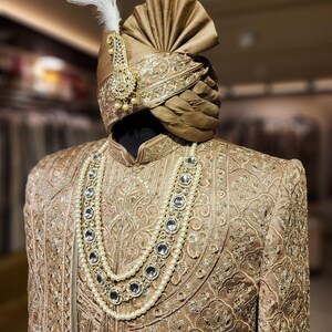 LUXURY GOLDEN BROWN Wedding Sherwani for Groom: Indian Men Wedding ...