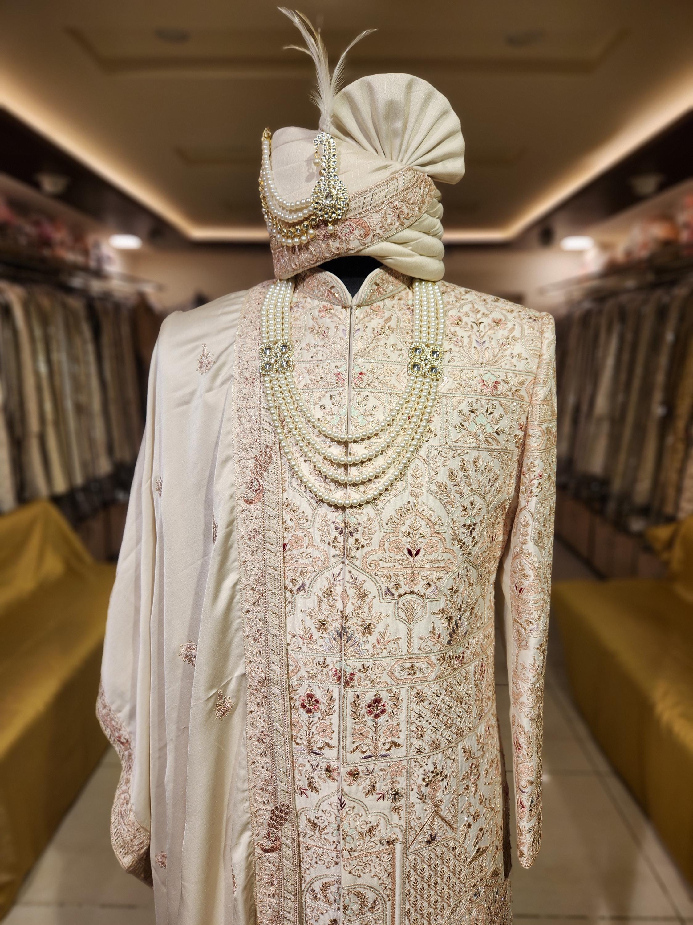 LUXURY ROSE GOLD Wedding Sherwani for Groom : Indian Men Wedding Outfit ...