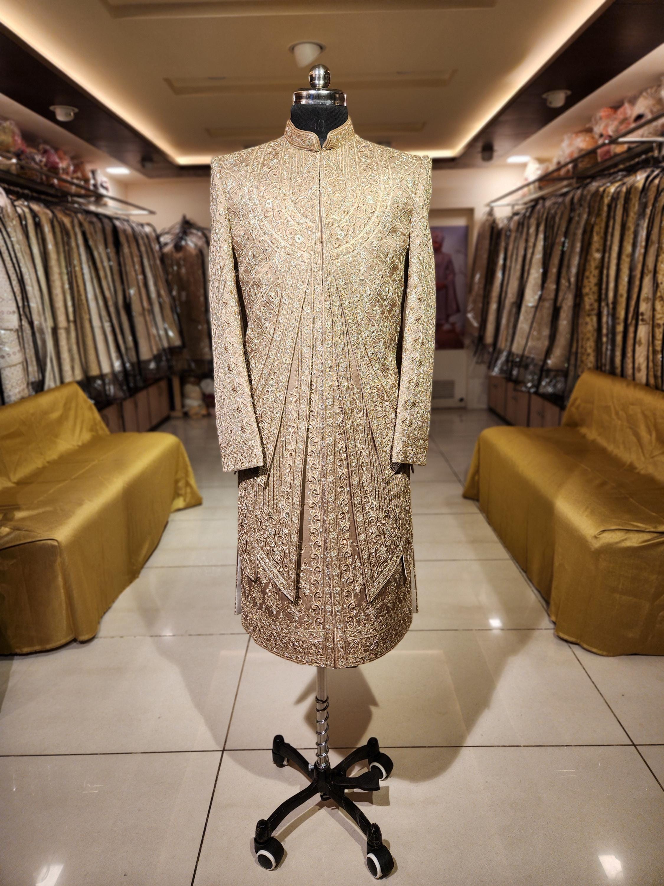 LUXURY GOLDEN BROWN Wedding Sherwani for Groom: Indian Men Wedding ...