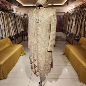 LUXURY GOLDEN BROWN Wedding Sherwani for Groom: Indian Men Wedding ...