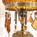 Antique Amber Parlor Table Lamp With Diamond/quilted Glass Shade - Etsy