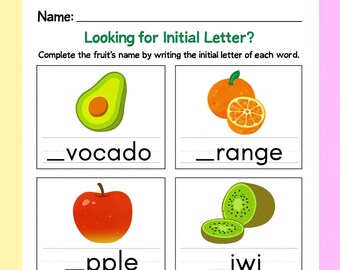 Fun Fruit Worksheet for Kids – Learn the Initial Letters - Etsy
