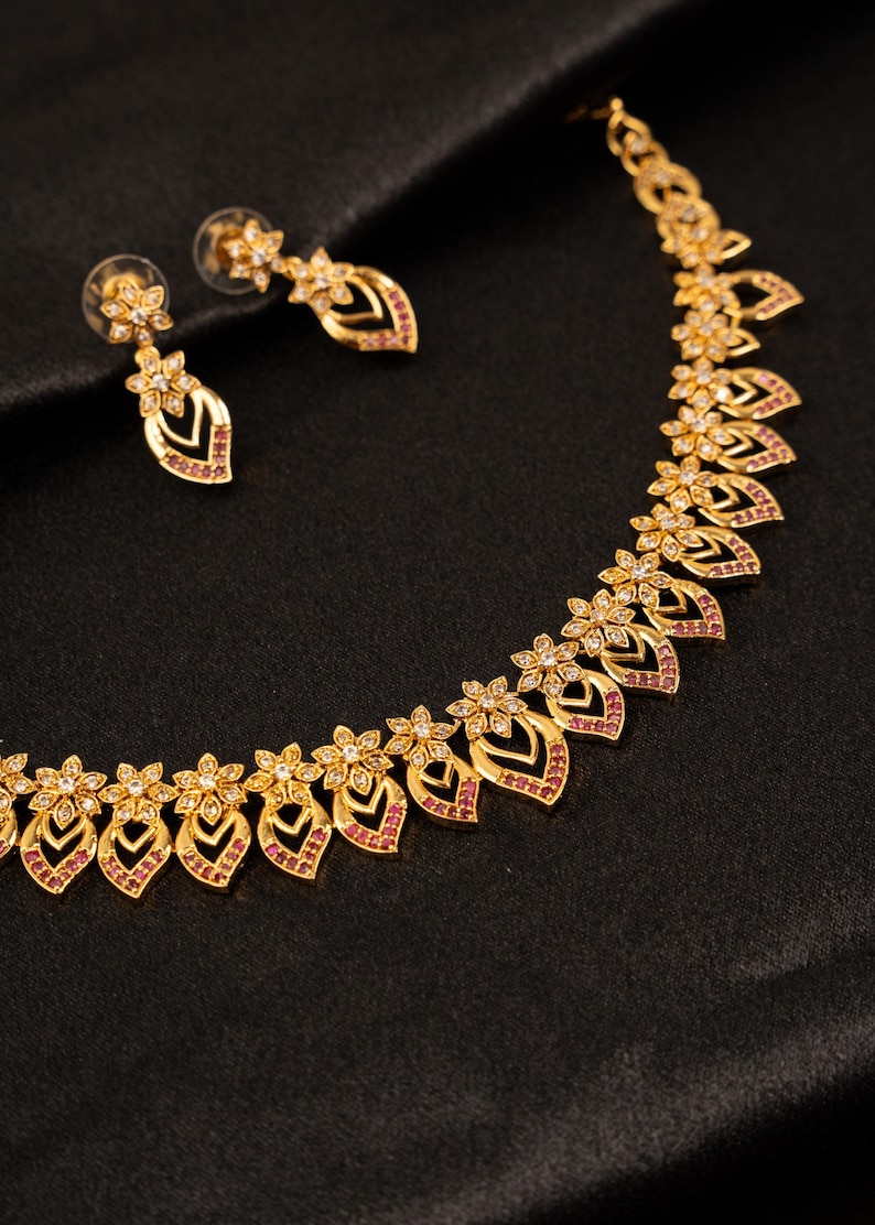 Gold Plated Choker Necklace Set/ Minimalistic Jewelry/ Traditional ...
