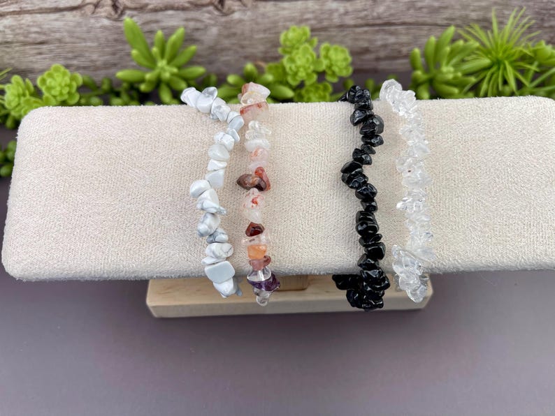 Genuine Crystal Gemstone Chip Bracelets - Etsy
