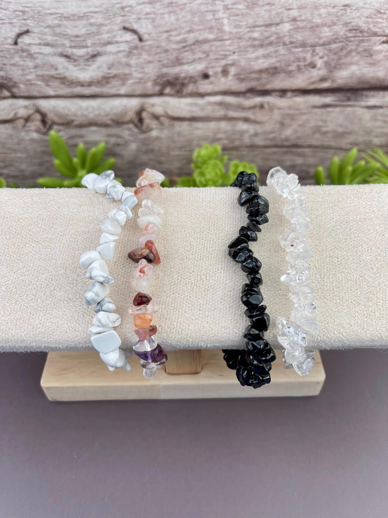Genuine Crystal Gemstone Chip Bracelets - Etsy