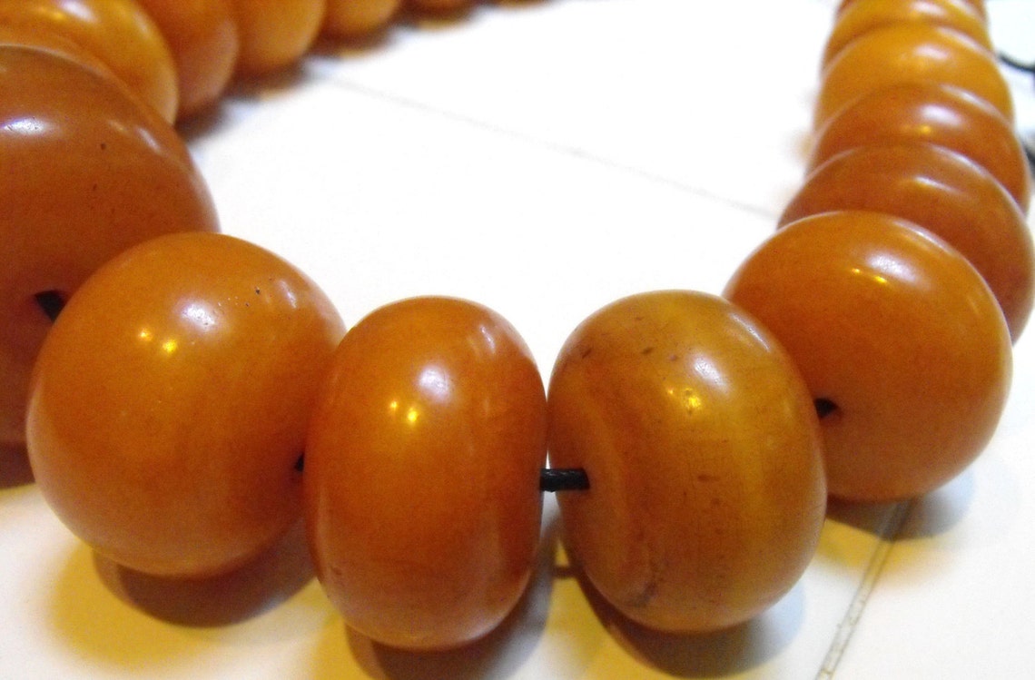 Antique African Amber Trade beads necklace strand large beads | Etsy