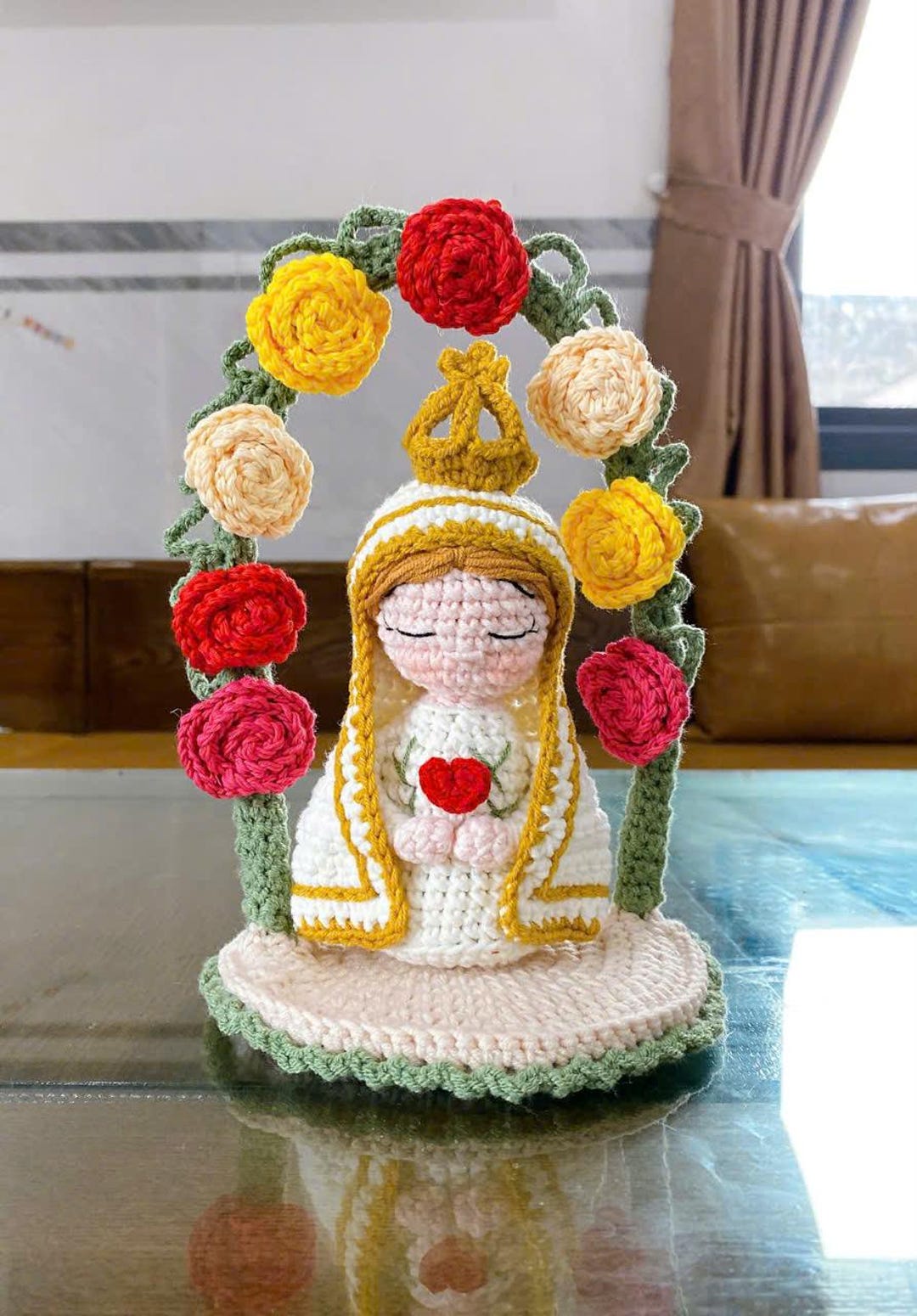 Handmade Crochet Our Lady of Fatima Under Rose Arch – Catholic ...