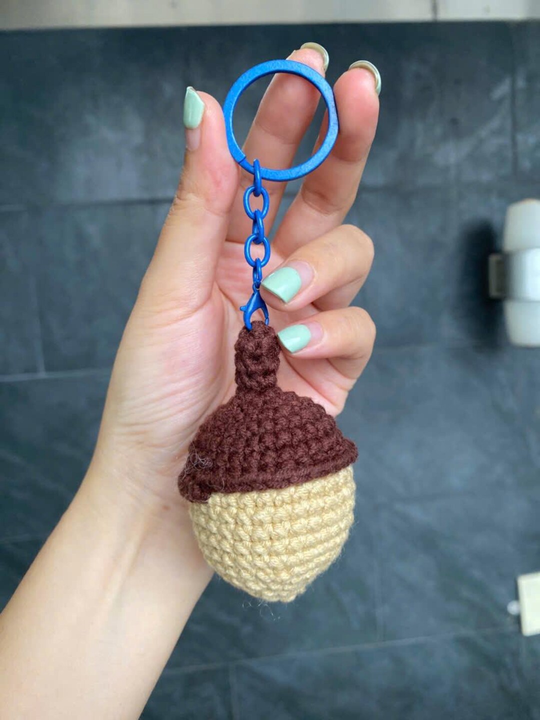 Handmade Crochet Acorn Keychain – Cute Amigurumi Yarn Keychain, Bag ...