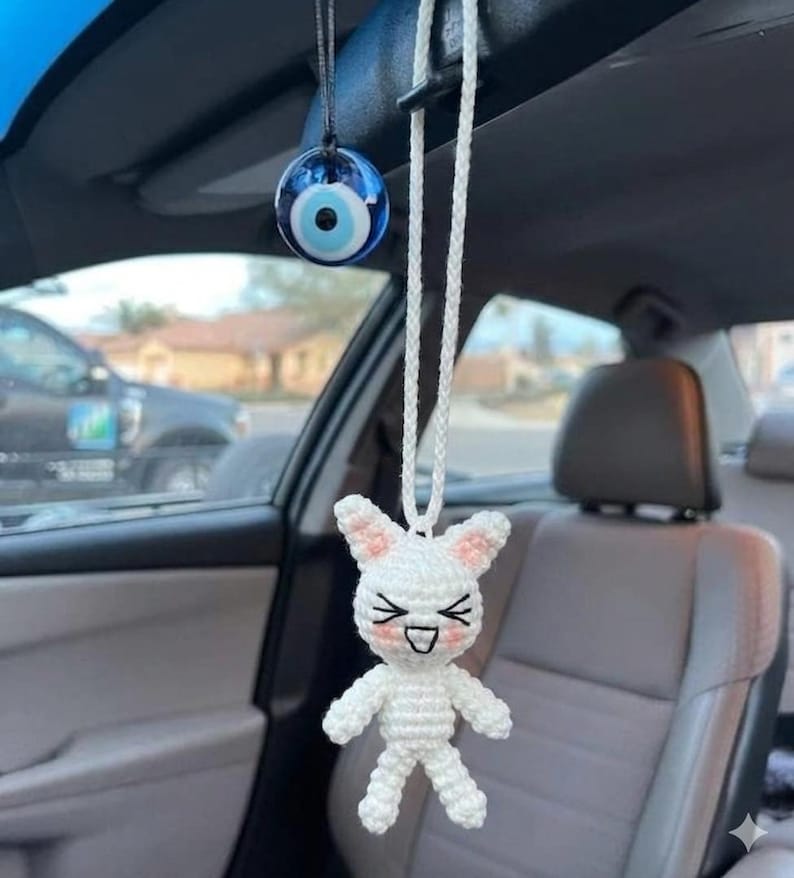 Funny Frog Duck Bunny Car Hanger, Crochet Animal Car Charm, Handmade ...