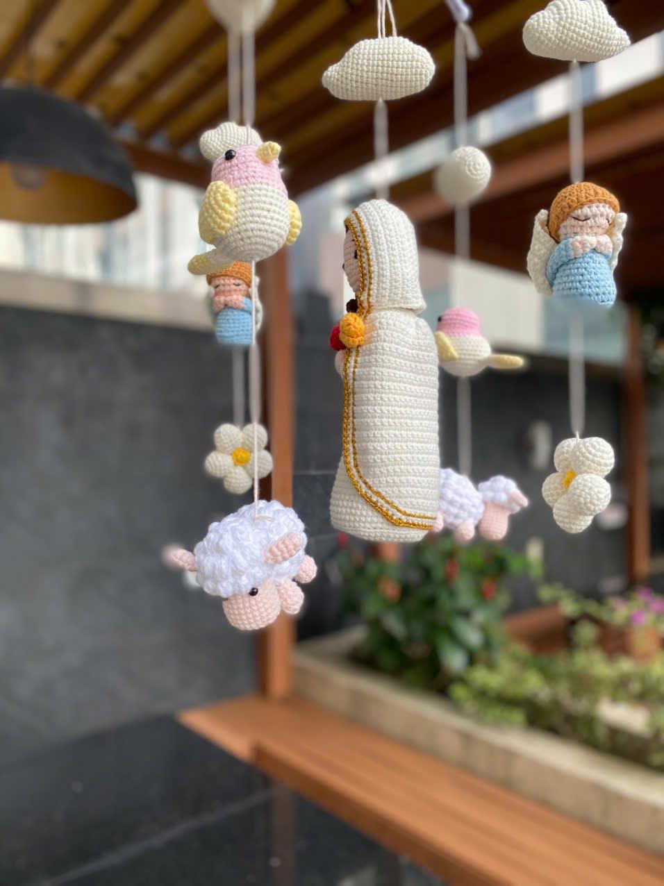 Handmade Baby Crib Mobile With Rose Virgin Mary – Catholic Nursery ...
