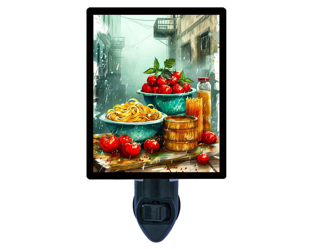 Pasta Dinner Night Light, Italian Kitchen Decor With Pasta, Tomatoes ...