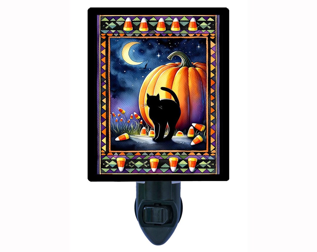 Decorative Photo Night Light, Autumn Pounce, Pumpkin, Black Cat ...