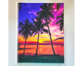 Palm Tree Journal Small Coastal Journal Sunset Mini Notebook Handsewn ...