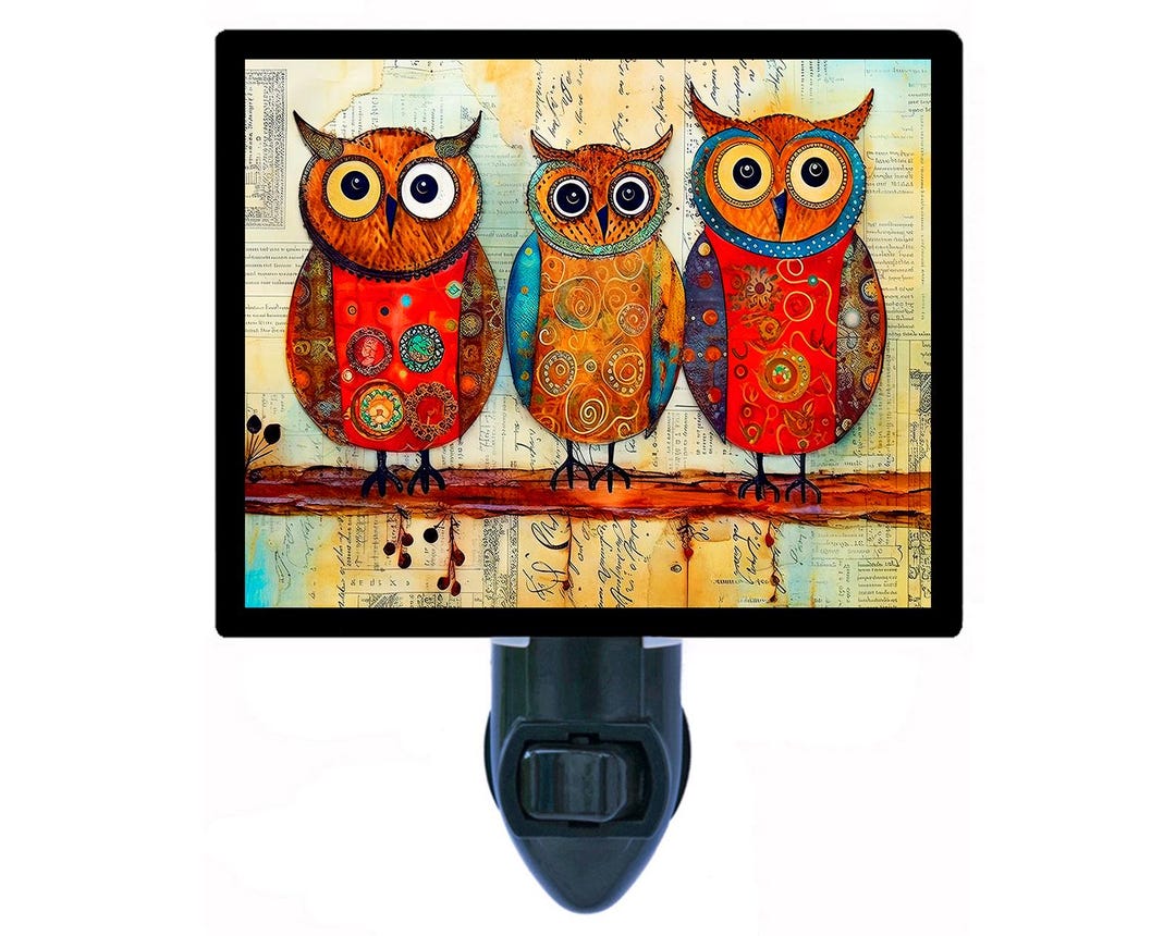 Three Owls – Patriotic Night Light – Wildlife Bird Decor – Owl Plug in ...